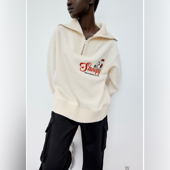 Zara | Jackets & Coats | Zara Snoopy Peanuts Zip Sweatshirt | Poshmark